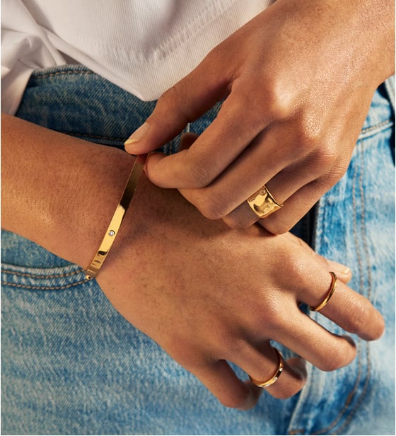 Graduated Diamond Bangle in 18k Gold Vermeil on Sterling Silver and Lab ...