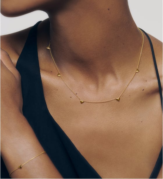 Mini Nugget Pearl Beaded Necklace Adjustable 41-46cm/16-18' in 18k Gold ...