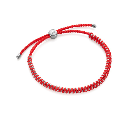 Rio Mini Friendship Bracelet in Sterling Silver - Fluro Coral ...