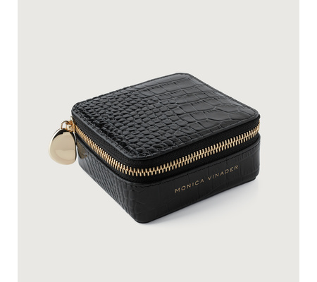 Textured Leather Travel Box in Leather - Black | Jewellery by Monica ...