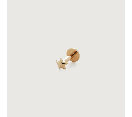 Star Flat Back Piercing Stud in 14k Solid Gold | Jewellery by Monica ...