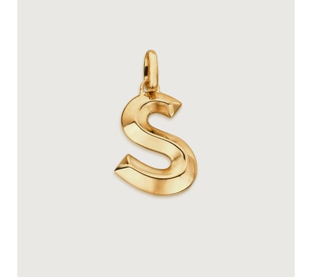 Alphabet S Pendant Charm in 18ct Gold Vermeil on Sterling Silver ...