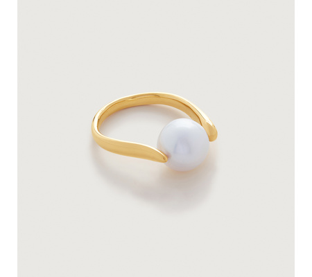 Nura Round Pearl Ring in 18k Gold Vermeil on Sterling Silver and Pearl ...