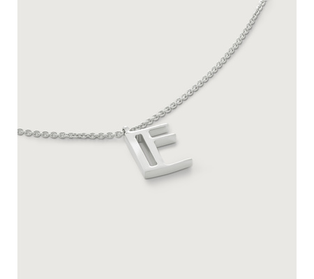 Initial E Necklace Adjustable 41-46cm/16-18' in Sterling Silver ...