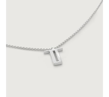 Initial T Necklace Adjustable 41-46cm/16-18' in Sterling Silver ...