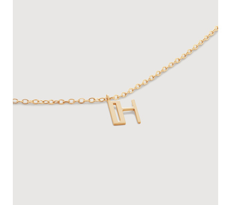 Mini Initial H Chain Necklace in 14k Solid Gold | Jewellery by Monica ...