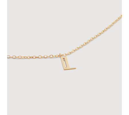 Mini Initial L Chain Necklace in 14k Solid Gold | Jewellery by Monica ...
