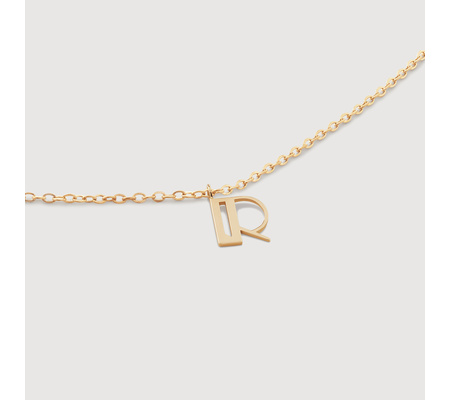 Mini Initial R Chain Necklace in 14k Solid Gold | Jewellery by Monica ...
