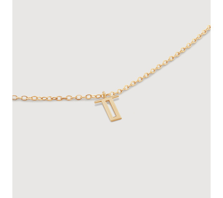 Mini Initial T Chain Necklace in 14k Solid Gold | Jewellery by Monica ...