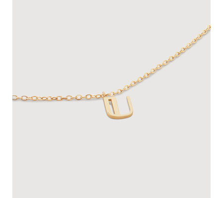 Mini Initial U Chain Necklace in 14k Solid Gold | Jewellery by Monica ...