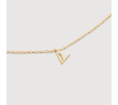 Mini Initial V Chain Necklace in 14k Solid Gold | Jewellery by Monica ...