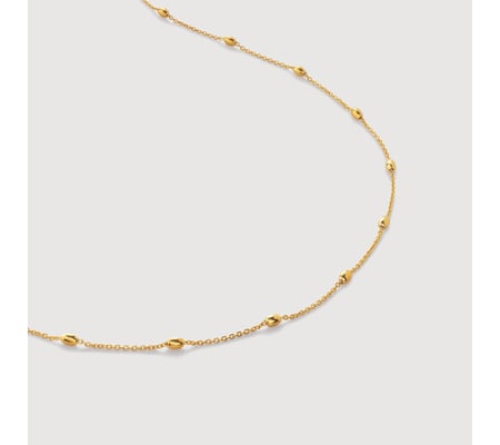 Orbit Fine Oval Station Chain Necklace Adjustable 71-76cm/28-30' in 18k ...