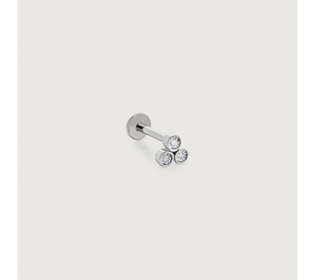 Diamond Cluster Single Labret Piercing Earring in 14k Solid White Gold ...
