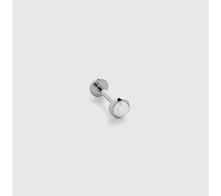 Pearl Single Labret Piercing Earring in 14k Solid White Gold and Pearl ...
