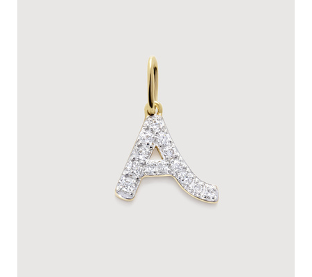 Diamond Initial A Pendant in 14k Solid Gold and Lab Grown Diamond ...