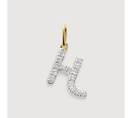 Diamond Initial H Pendant in 14k Solid Gold and Lab Grown Diamond ...