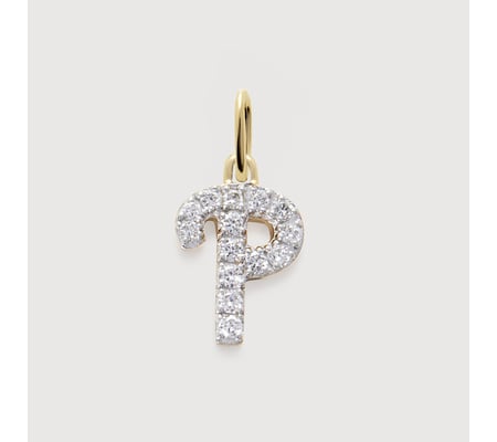 Lab Grown Diamond Initial P Pendant Charm in 14k Solid Gold and Lab ...