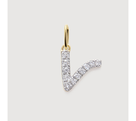 Diamond Initial V Pendant in 14k Solid Gold and Lab Grown Diamond ...