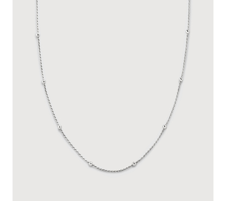 Beaded Rope Chain Necklace Adjustable 41-46cm/16-18' in Sterling Silver ...