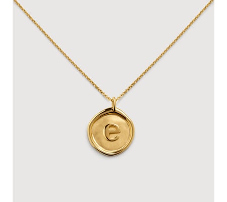 Initial Stamp E Necklace Adjustable 41-46cm/16-18' in 18k Gold Vermeil ...