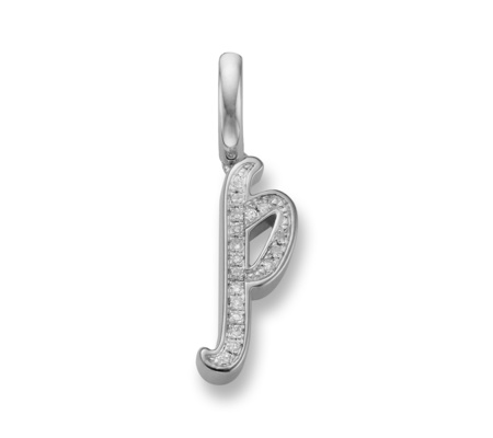 Alphabet P Diamond Pendant Charm in Sterling Silver and Diamond ...