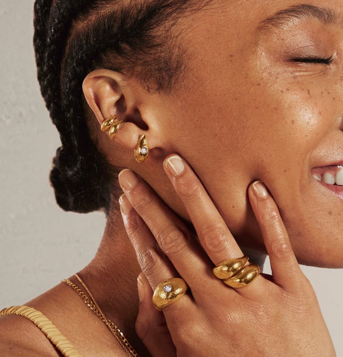 Siren Mini Diamond Stacking Ring in 18ct Gold Vermeil on Sterling ...