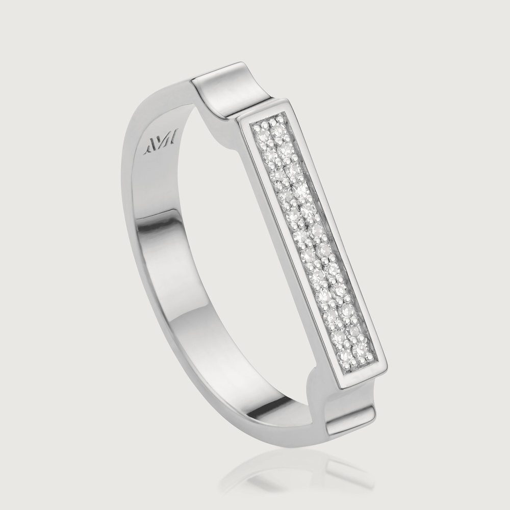 Monica Vinader Sterling Silver Signature Diamond Ring Diamond In ...