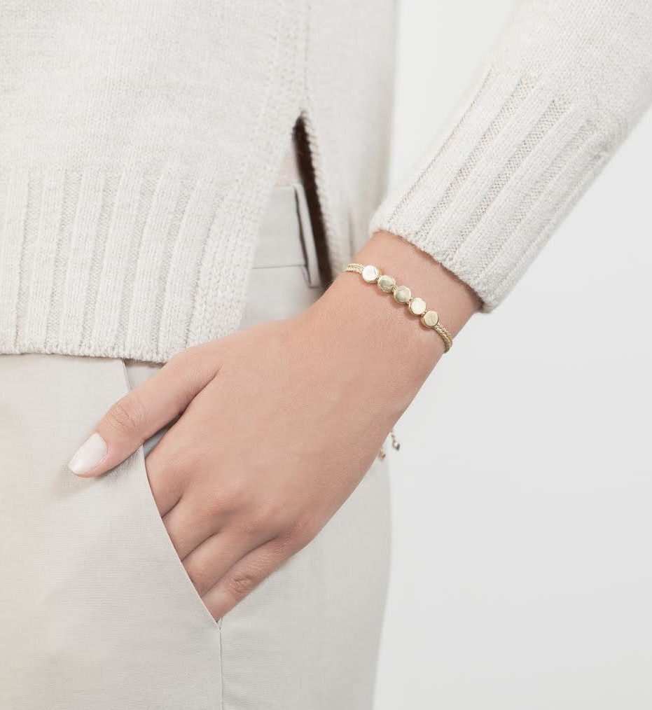 Linear Bead Friendship Bracelet in 18ct Gold Vermeil on Sterling Silver ...