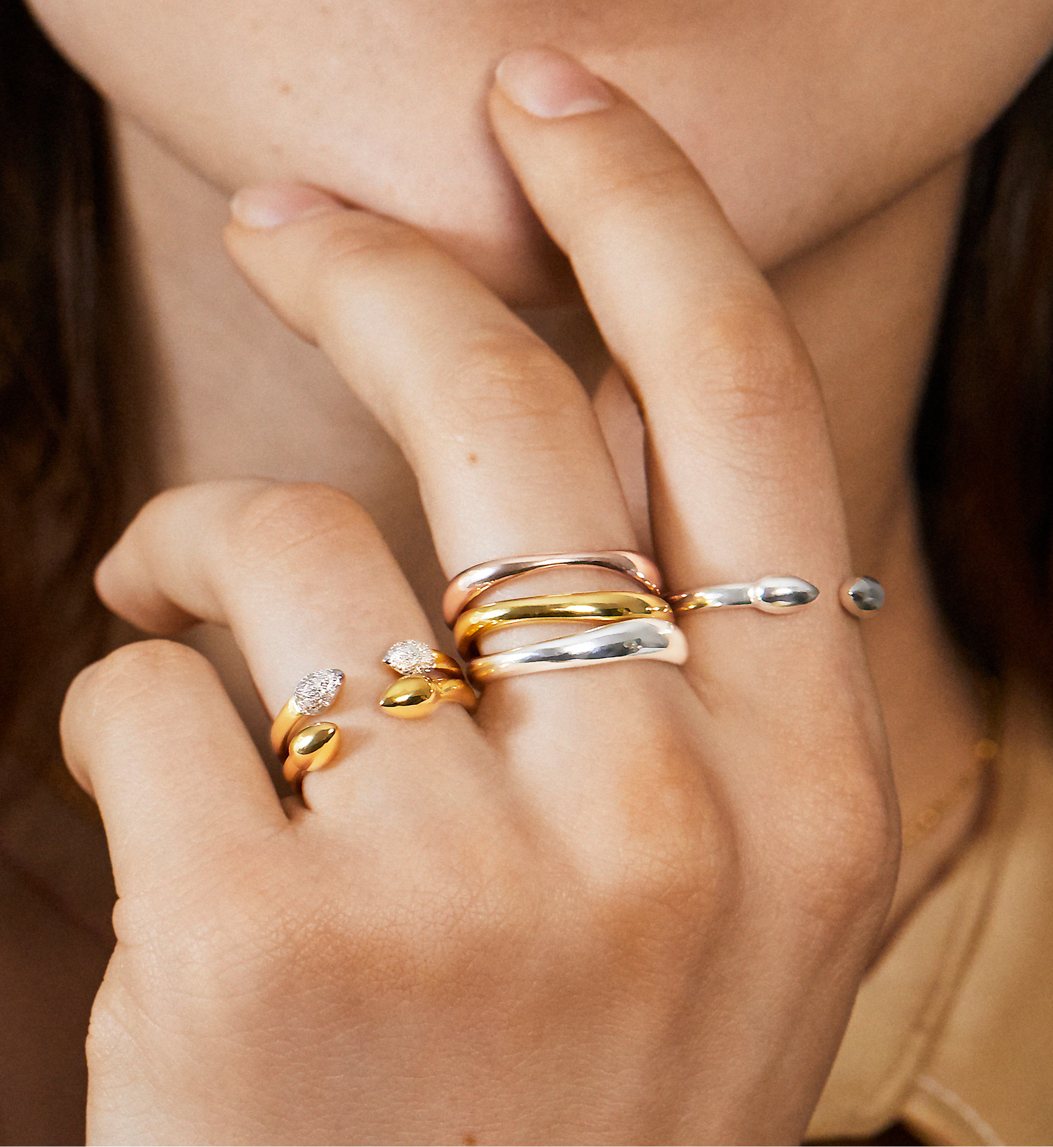 Fiji Bud Stacking Diamond Ring in 18k Gold Vermeil on Sterling Silver ...