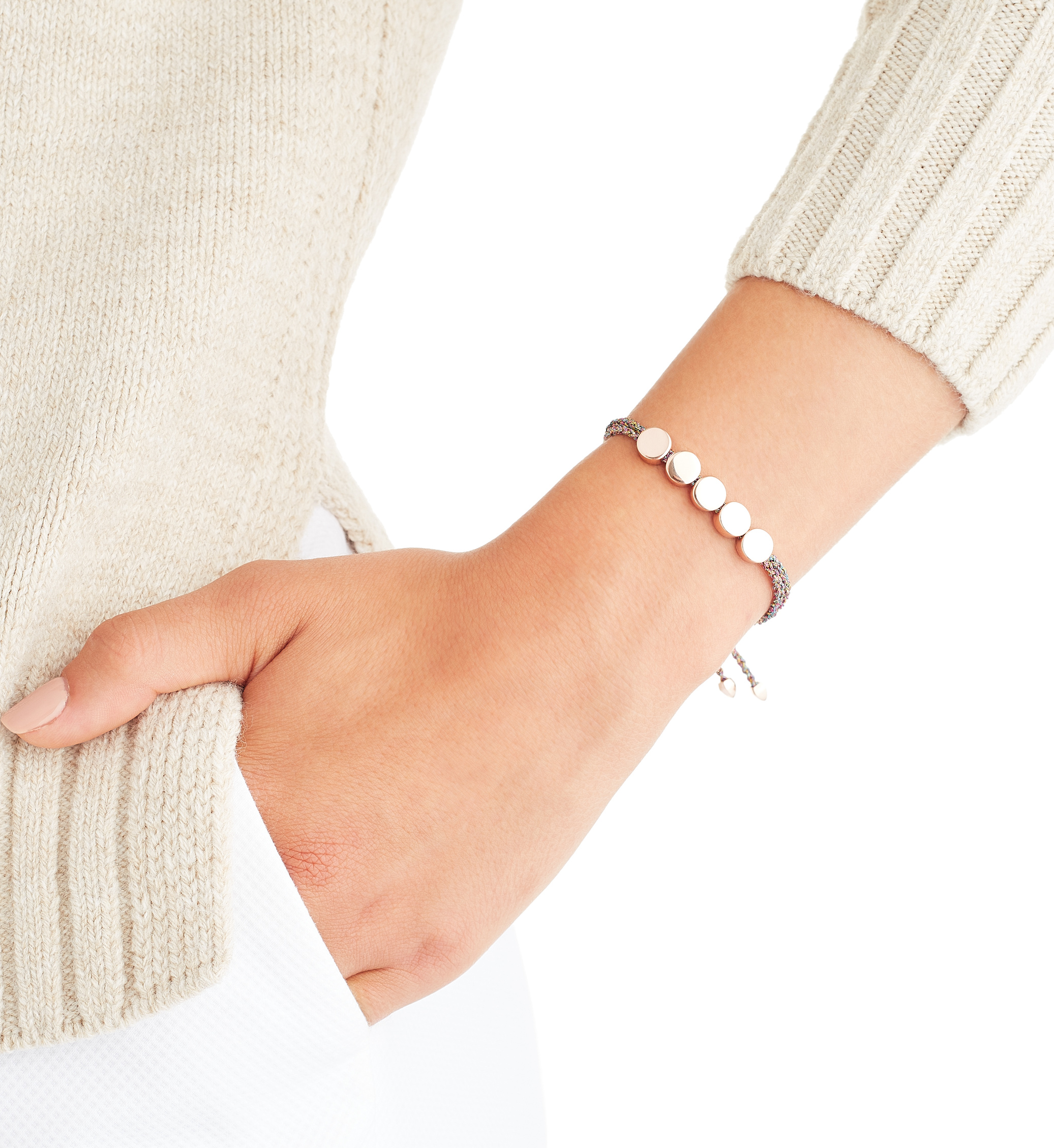 Linear Bead Friendship Bracelet in 18ct Rose Gold Vermeil On Sterling ...