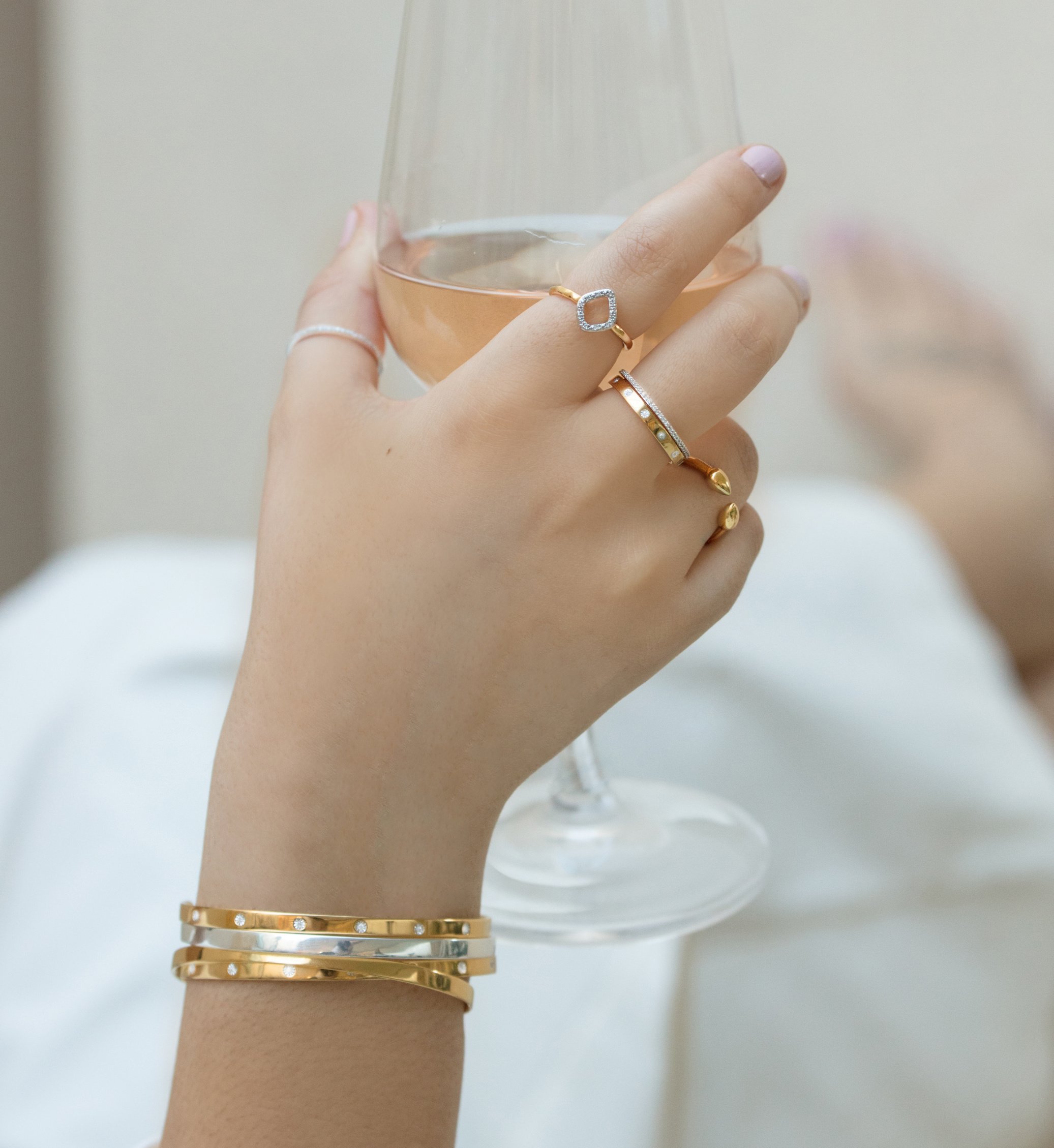 Fiji Gem Diamond Ring in 18ct Gold Vermeil on Sterling Silver with ...