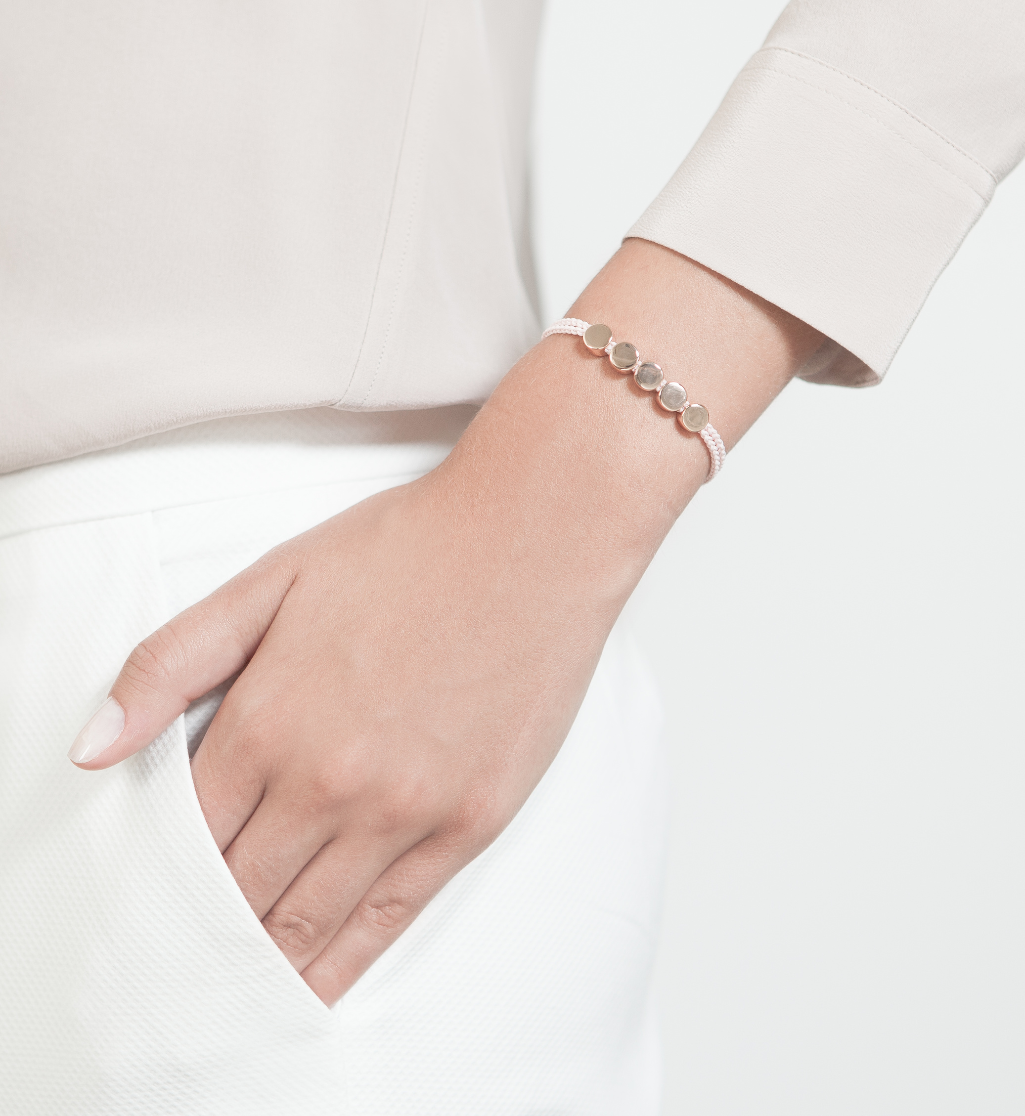 Linear Bead Friendship Bracelet in 18ct Rose Gold Vermeil on Sterling ...