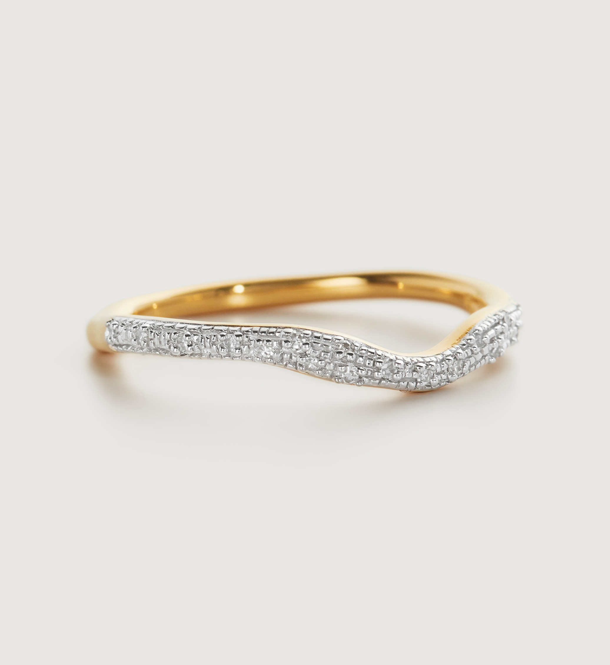Riva Diamond Wave Stacking Ring in 18k Gold Vermeil on Sterling Silver ...