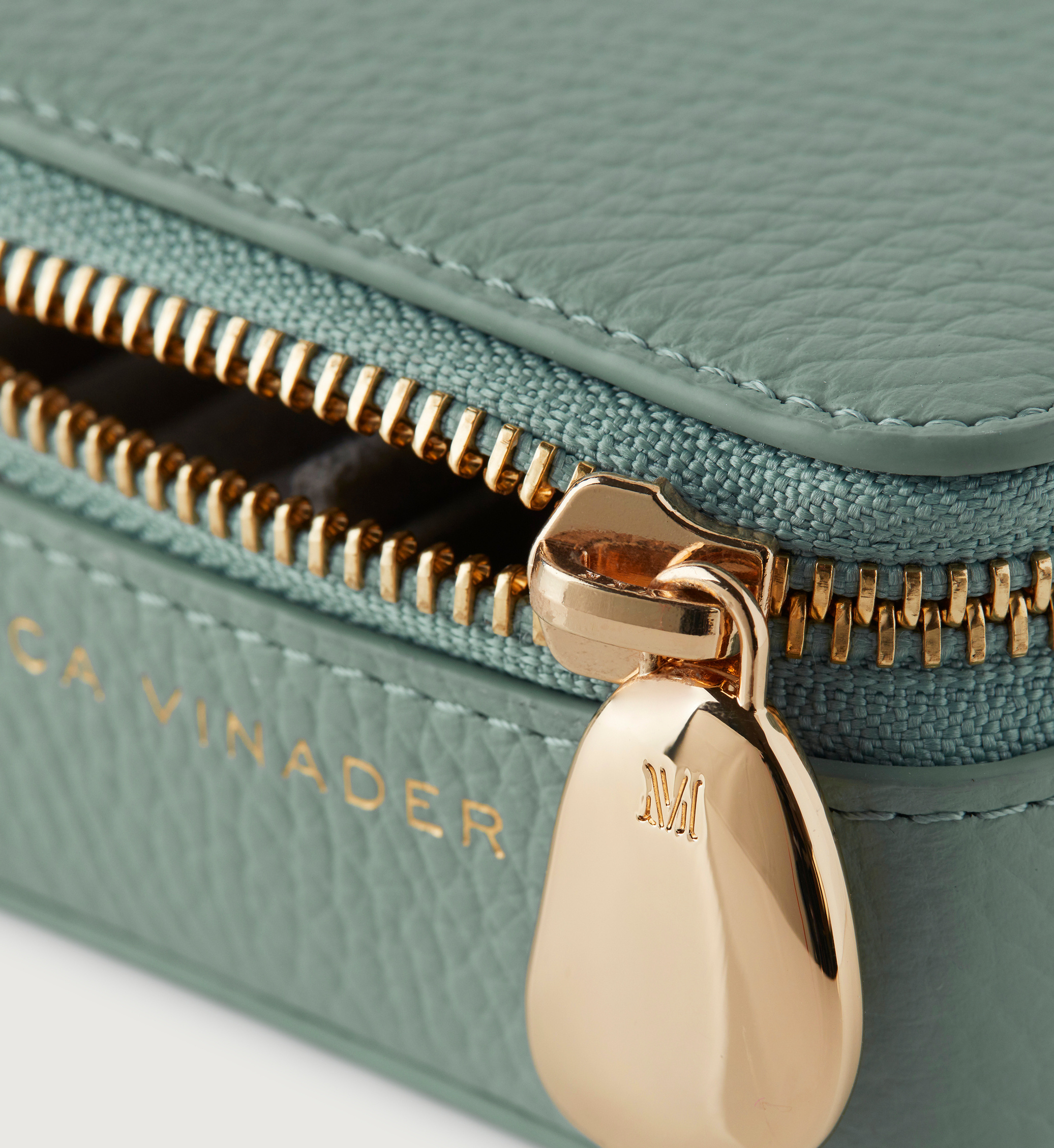 Leather Jewellery Box in Leather - Sage | Jewellery by Monica Vinader
