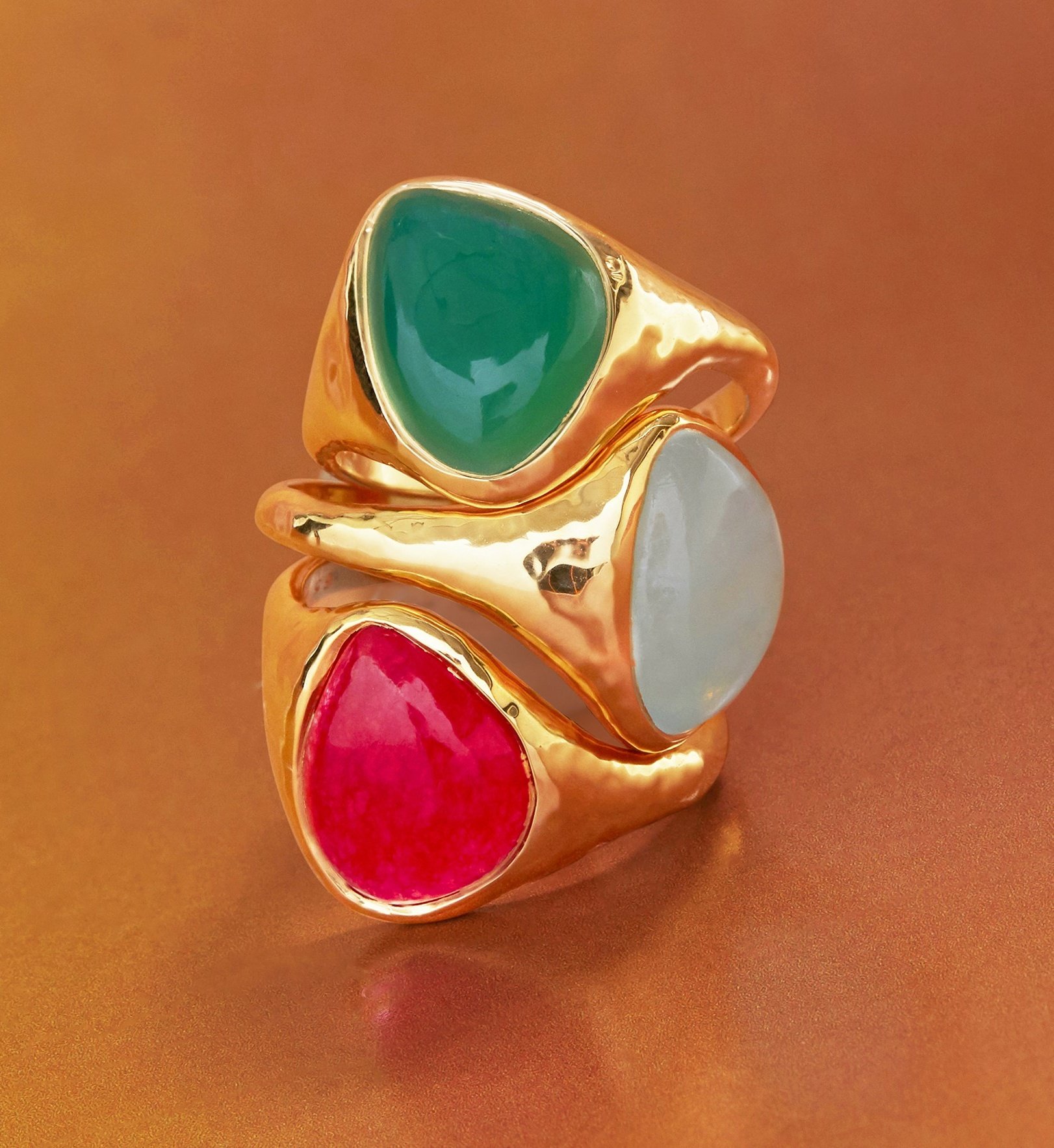 Rio Gemstone Ring in 18k Gold Vermeil on Sterling Silver and Green Onyx ...