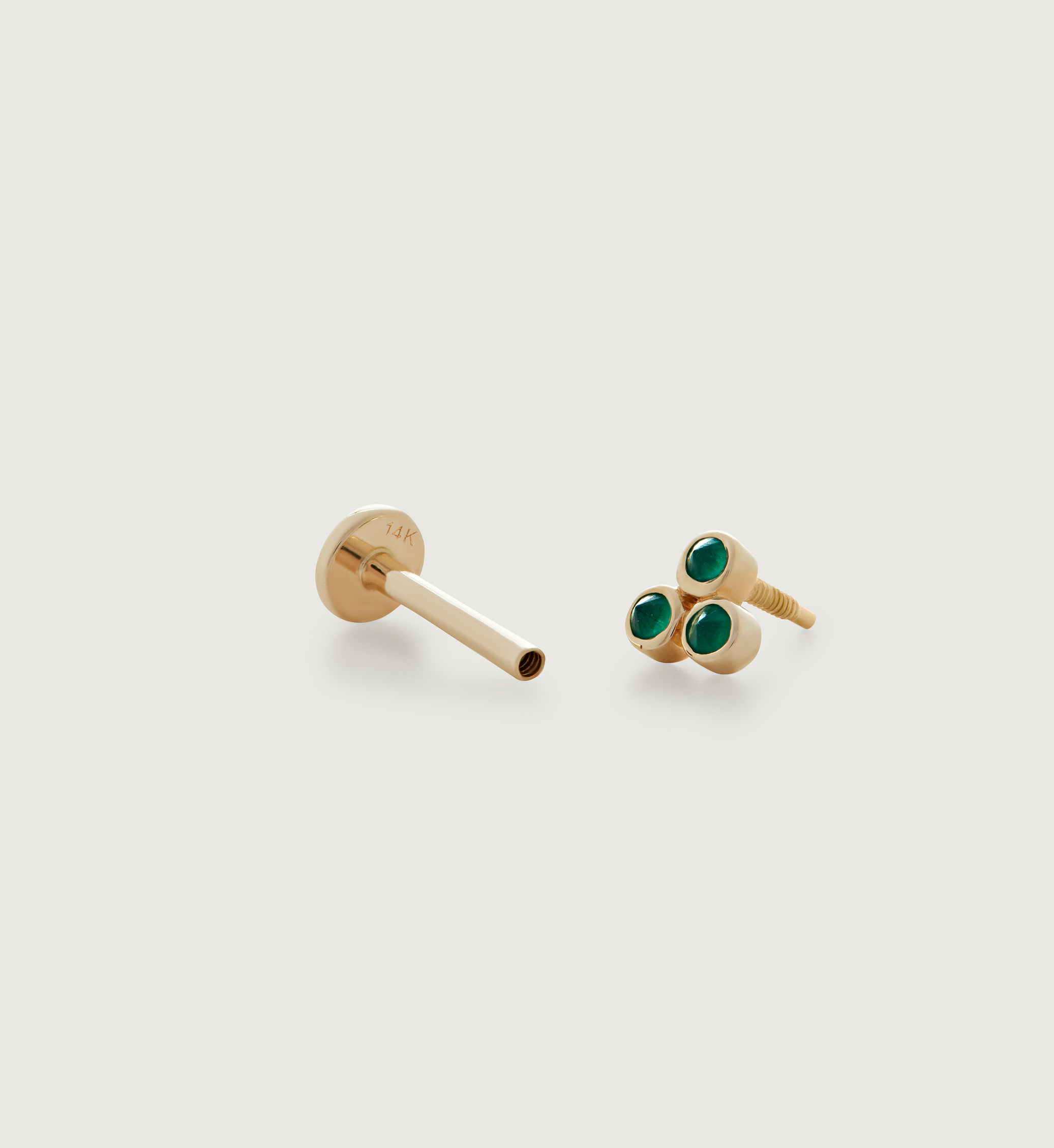 Siren Mini Gem Cluster Single Labret Piercing Earring in 14k Solid Gold ...