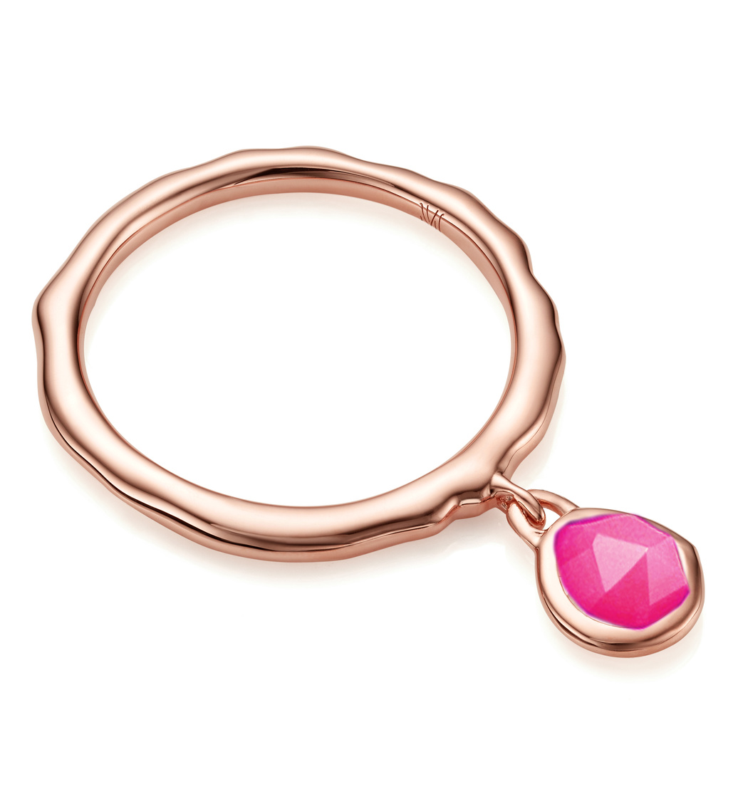Siren Charm Ring in 18ct Rose Gold Vermeil on Sterling Silver and Pink ...