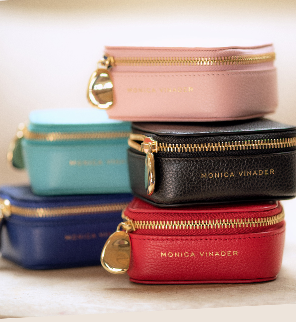 Leather Trinket Box in Leather - Pale Pink | Jewellery by Monica Vinader