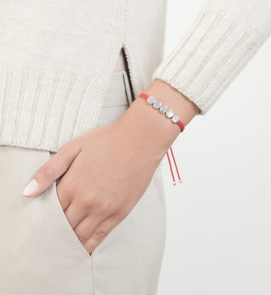 Linear Bead Friendship Bracelet in Sterling Silver - Coral | Jewellery ...