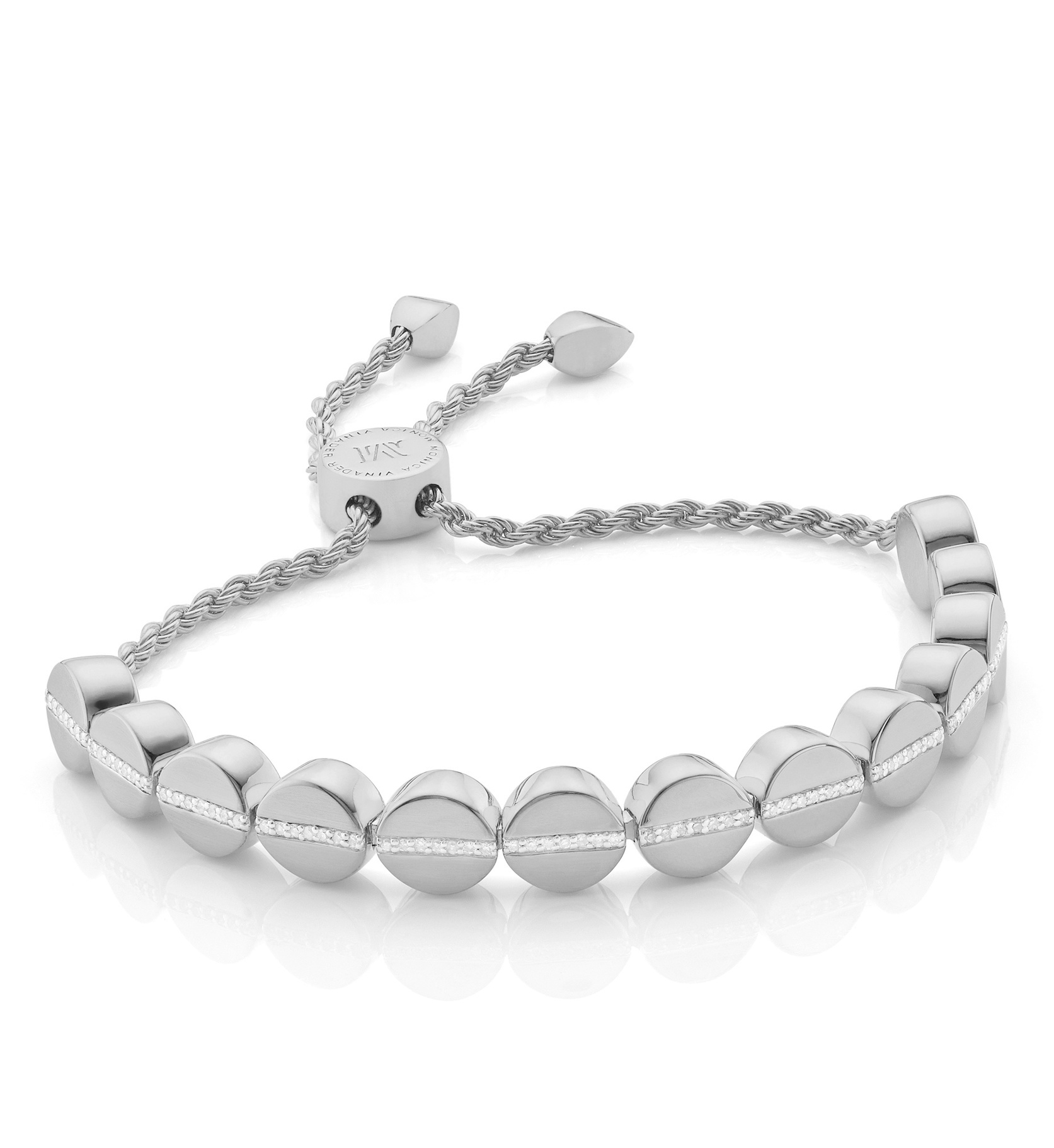 Linear Multi Bead Diamond Row Chain Bracelet in Sterling Silver and ...