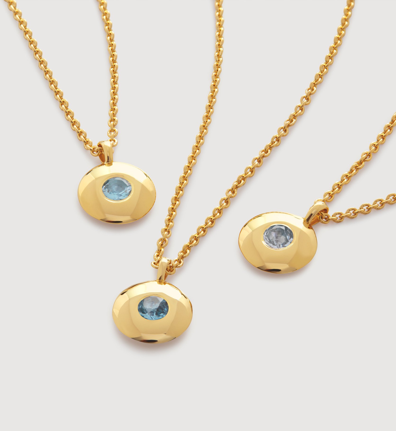 March Birthstone Necklace Adjustable 41-46cm/16-18' in 18k Gold Vermeil ...