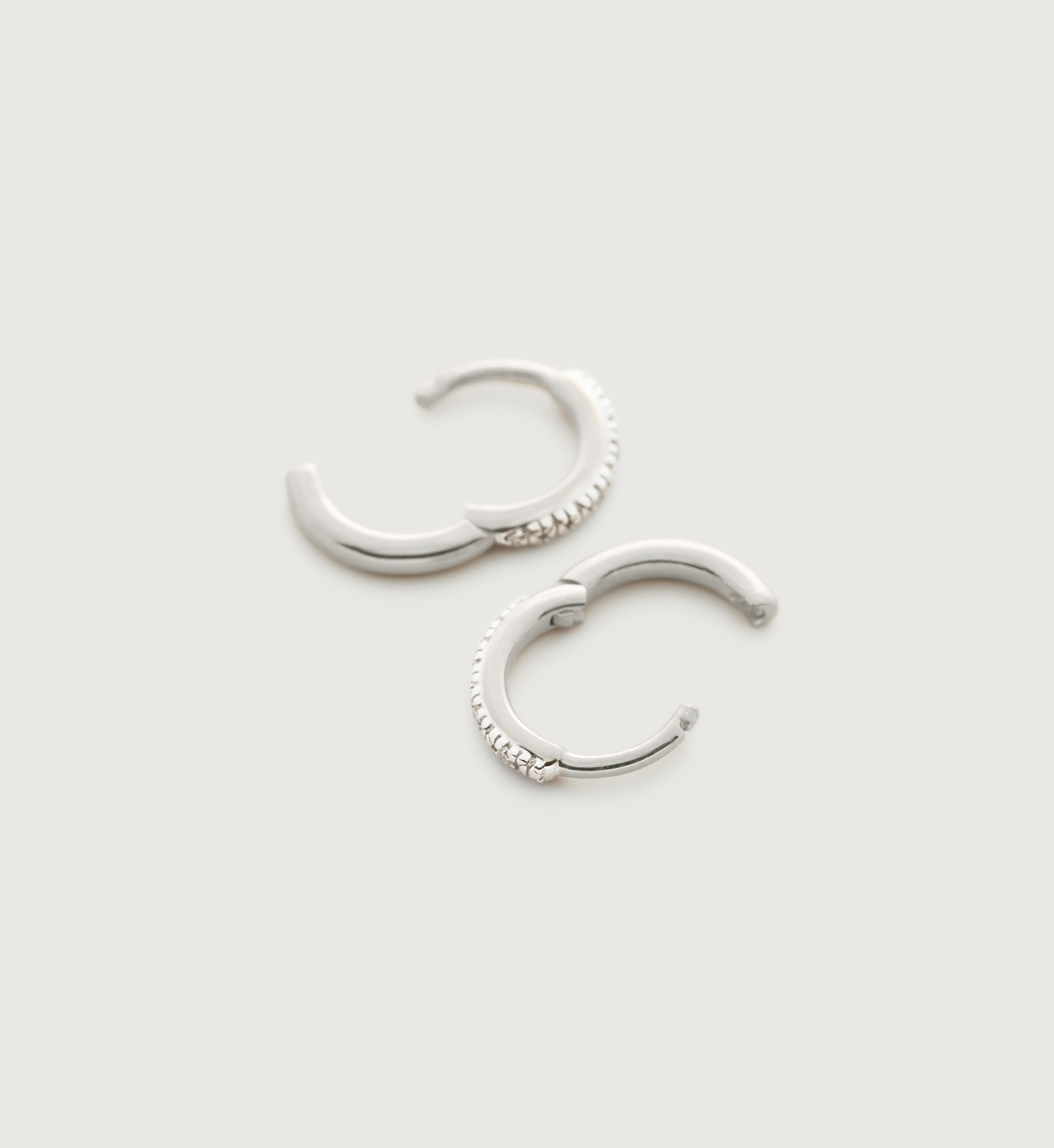 Riva Diamond Mini Huggie Earrings in Sterling Silver and Diamond ...