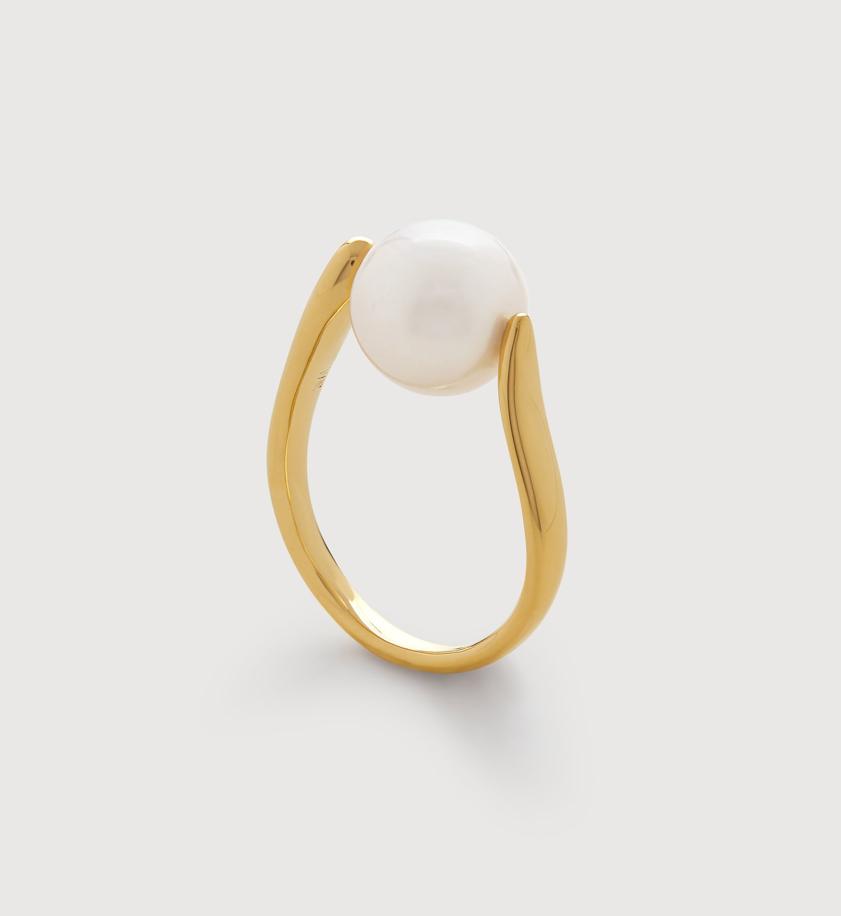 Nura Round Pearl Ring in 18k Gold Vermeil on Sterling Silver and Pearl ...