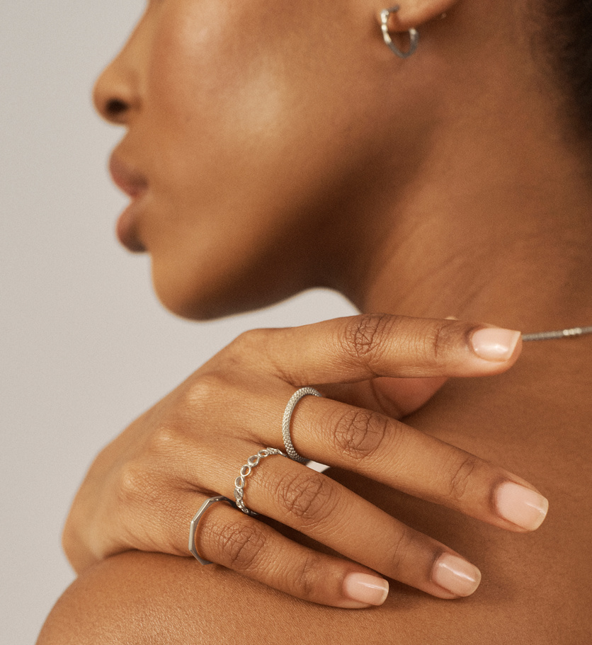 Nura Open Stacking Ring in Sterling Silver | Jewellery by Monica Vinader