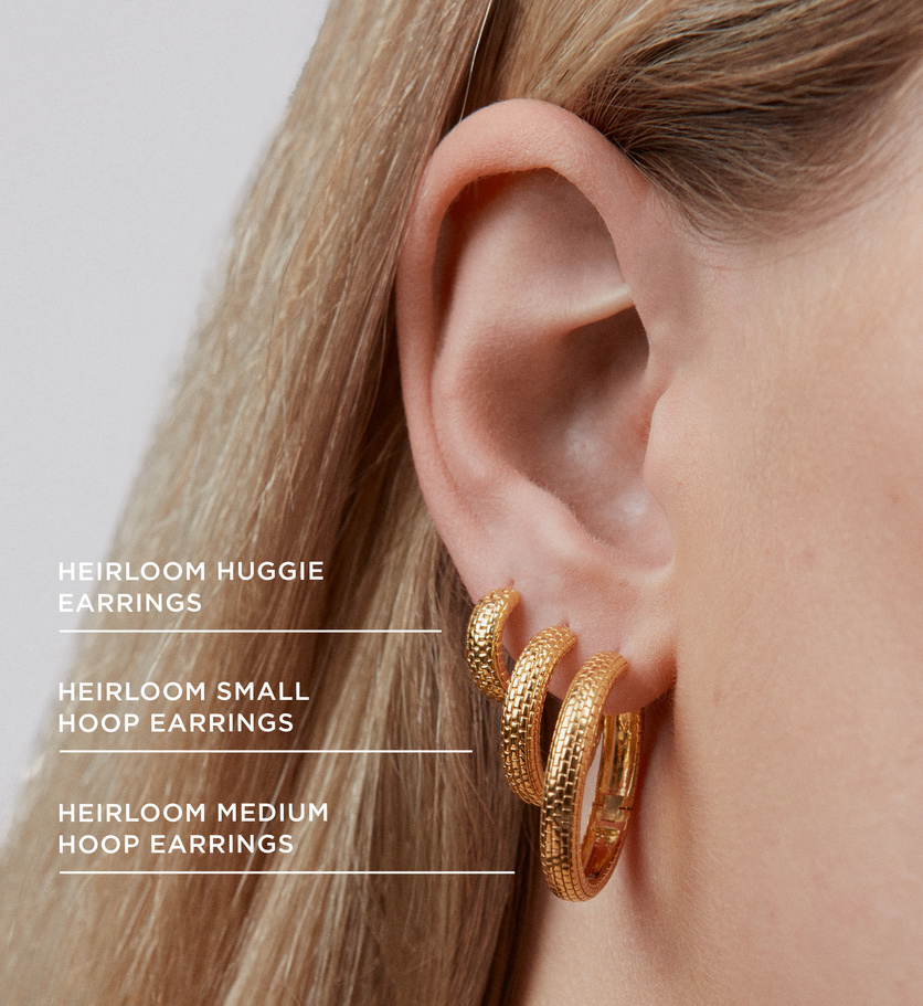 Heirloom Small Hoop Earrings in 18k Gold Vermeil on Sterling Silver ...