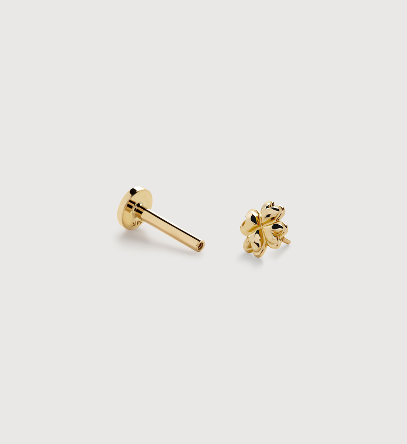 Clover Flat Back Piercing Stud in 14k Solid Gold | Jewellery by Monica Vinader