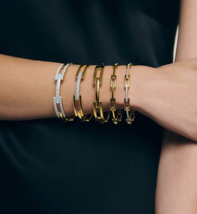Signature Link Diamond Slim Bangle in Sterling Silver and Lab Grown ...