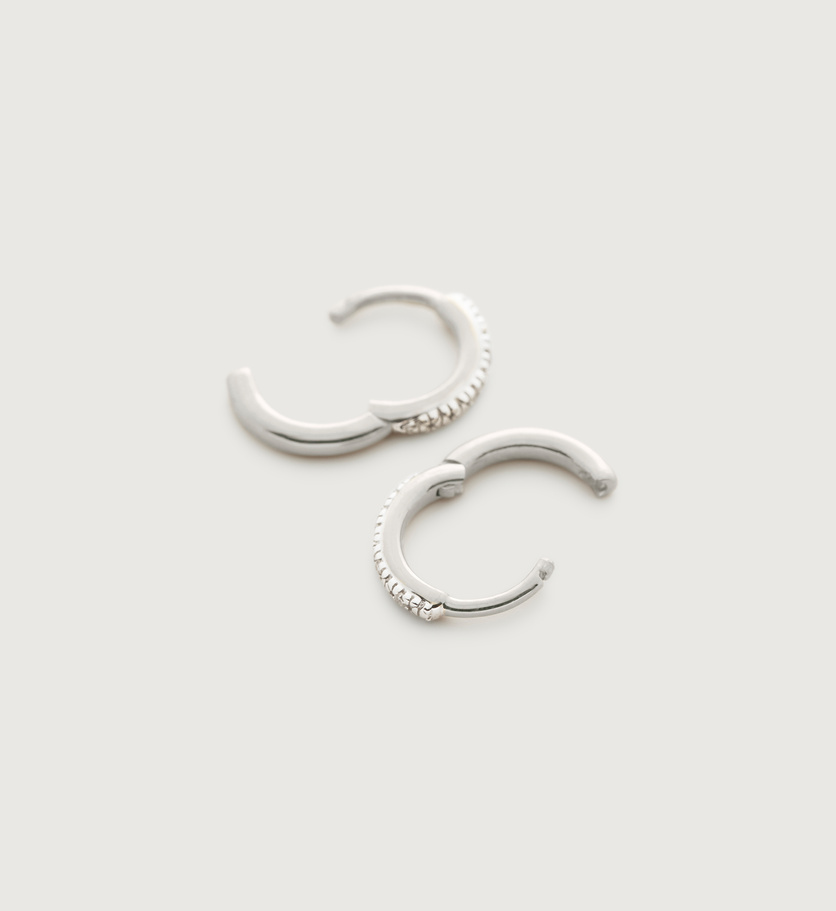 Riva Diamond Mini Huggie Earrings in Sterling Silver and Diamond ...