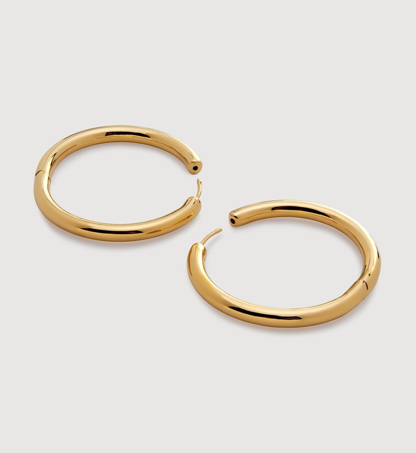 Click Large Hoop Earrings in 18k Gold Vermeil on Sterling Silver ...