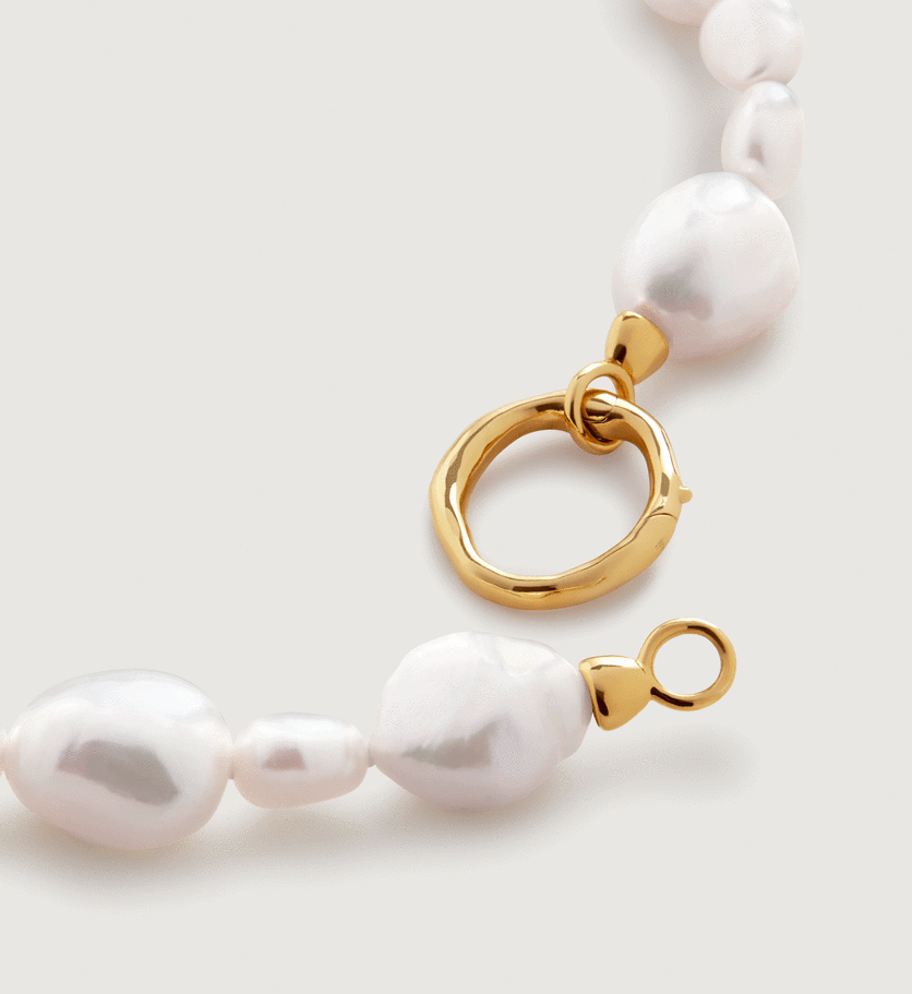 Nura Irregular Pearl Mixed Necklace 46cm/18' in 18k Gold Vermeil on ...